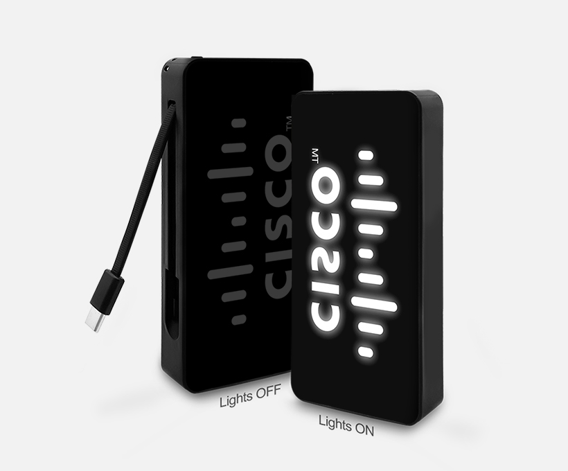 10000mAh Light Up White Logo Power Bank with built-in USB-C Output ...